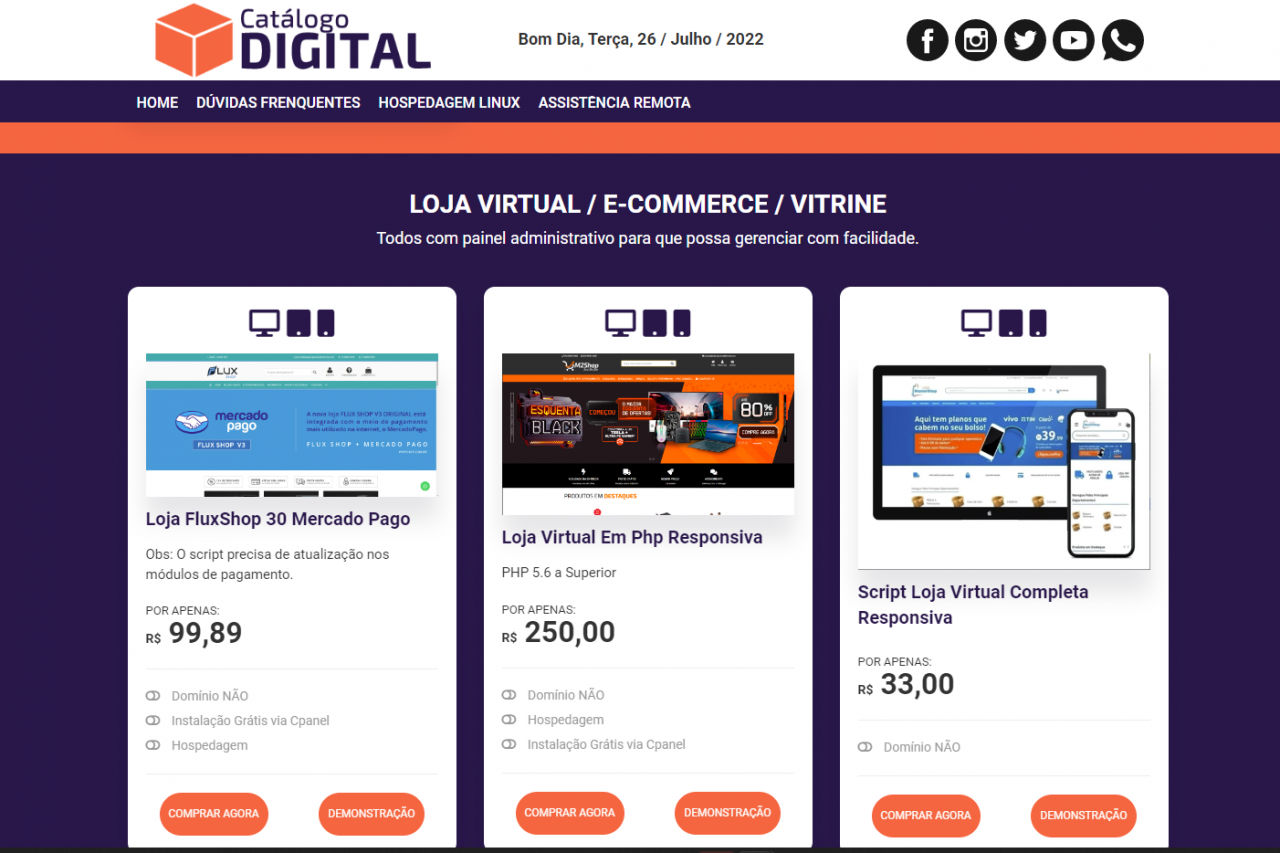 script catálogo de produto digital em php com painel administrativo